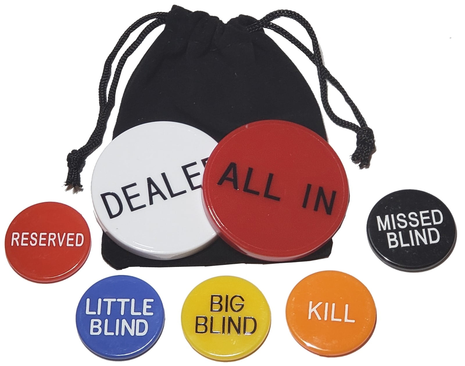 Cyber-Deals Texas Hold'em Poker 7pc Lammer Buttons Set (Dealer, All In ...