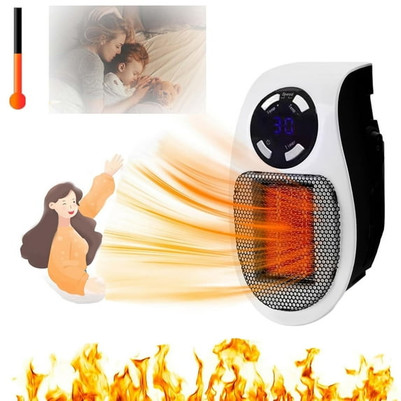 Cyber Heater,500W Mini Space Heater Small Top Heat Plug in Wall Heater ...