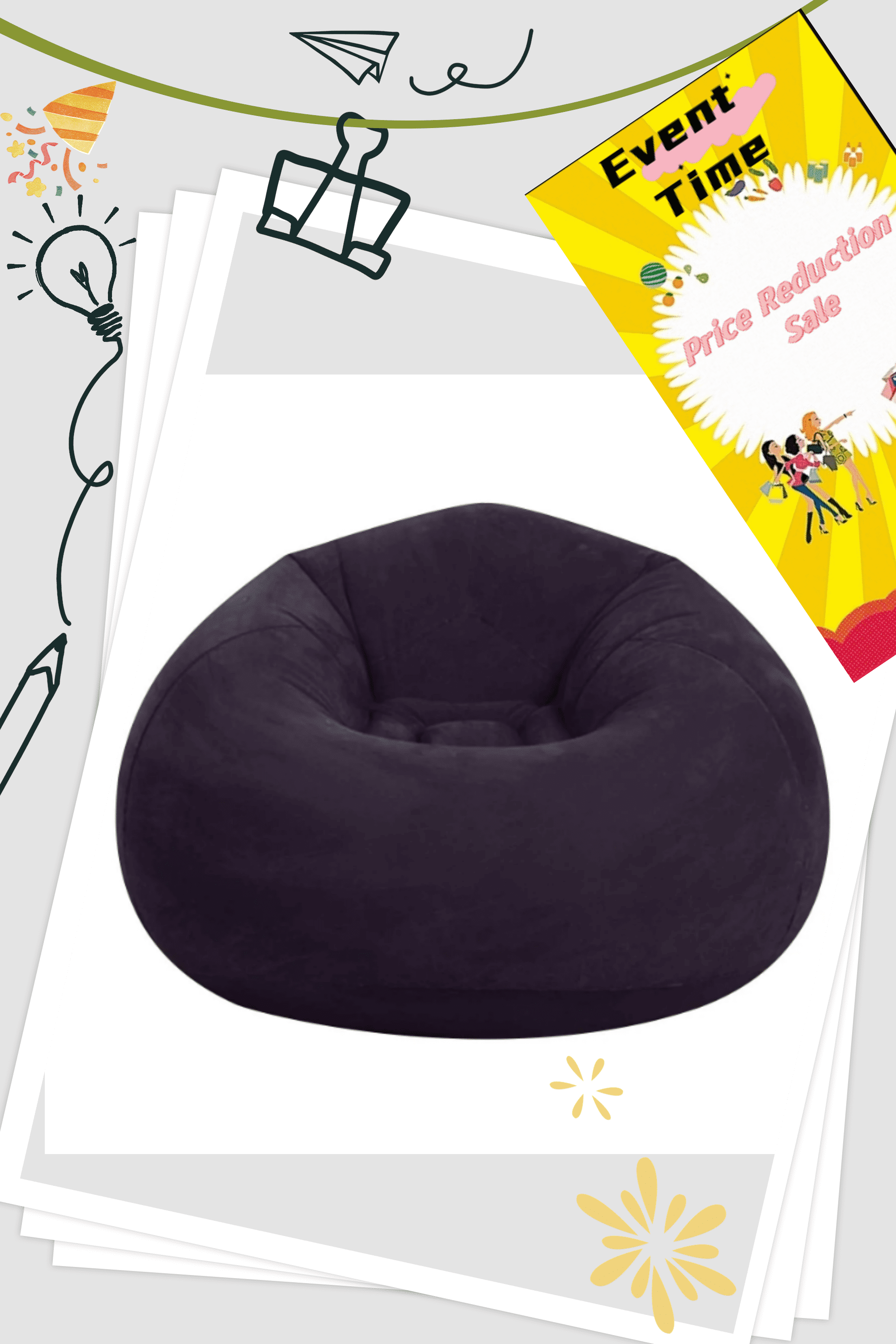 Cyber_&Monday Beans Bag Chair,Beanless Bag Inflatable Chair, Inflatable ...
