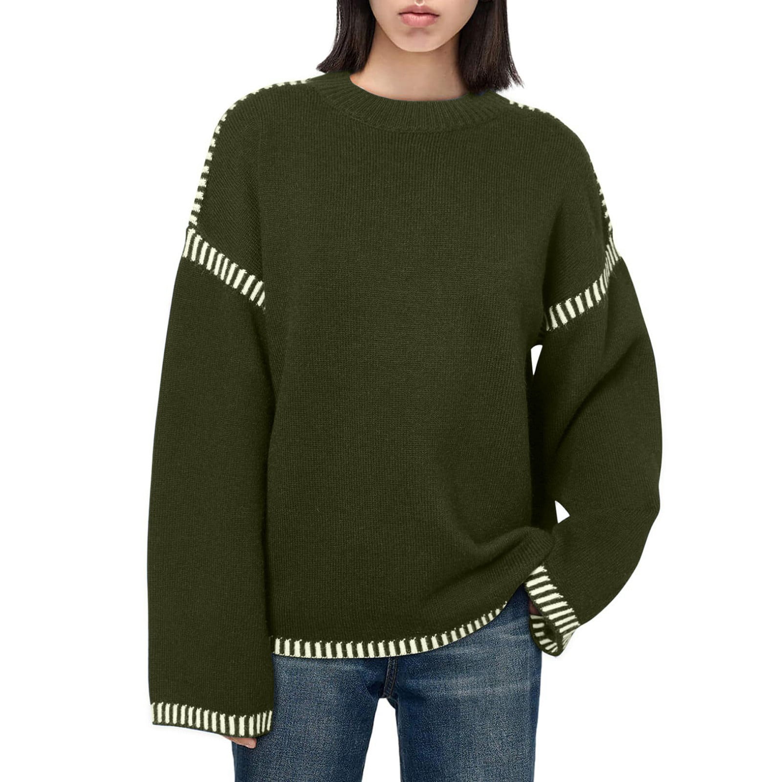 Cyber*Monday Chaoheng Sweater Tops for Women Women's Color Block Knit ...