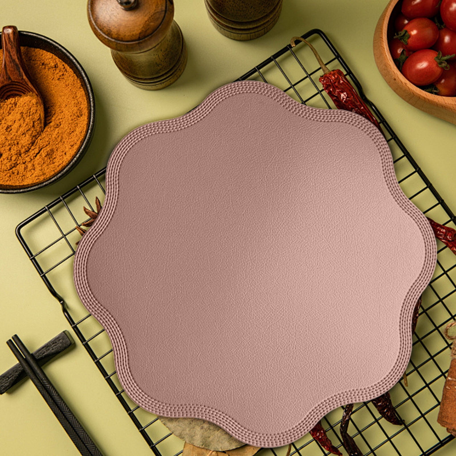 Rkxzt Round Flower Western Placemat, Easy-to-Clean Heat Insulation Mat ...