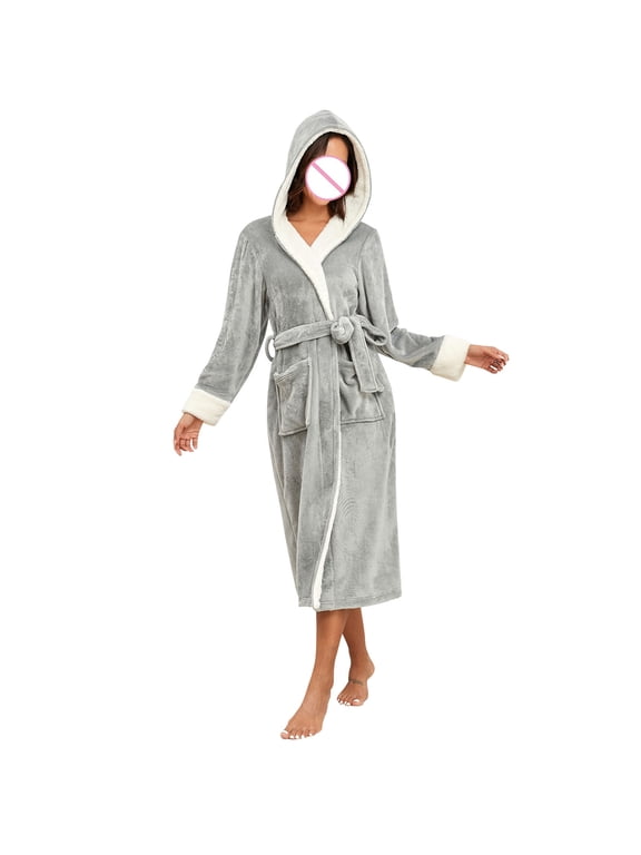 PAVILIA Women Hooded Plush Soft Robe | Fluffy Warm Fleece Sherpa Shaggy ...