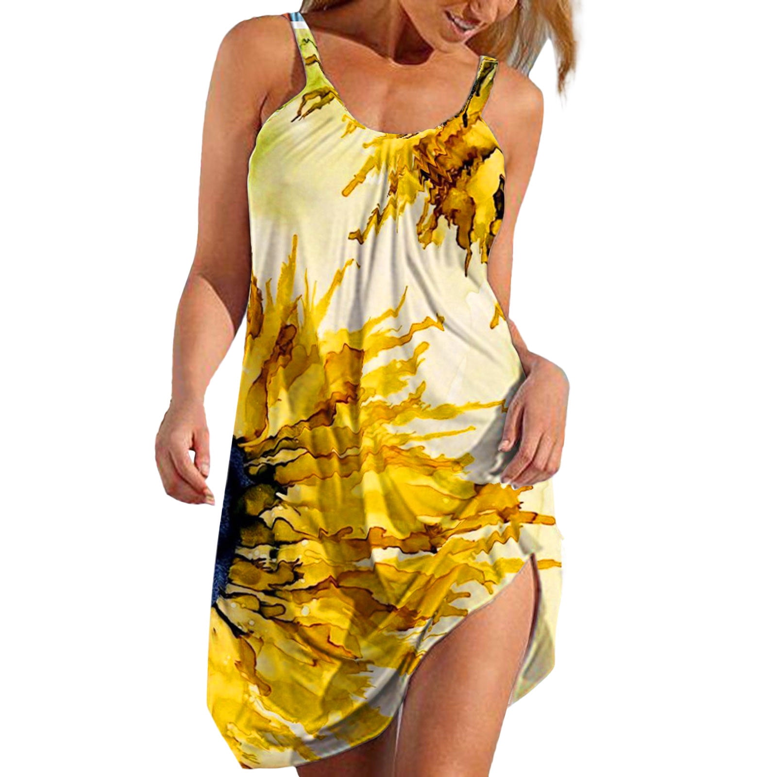 Cyber&Monday Deals Boho Sundresses for Women Sleeveless Summer Beach ...