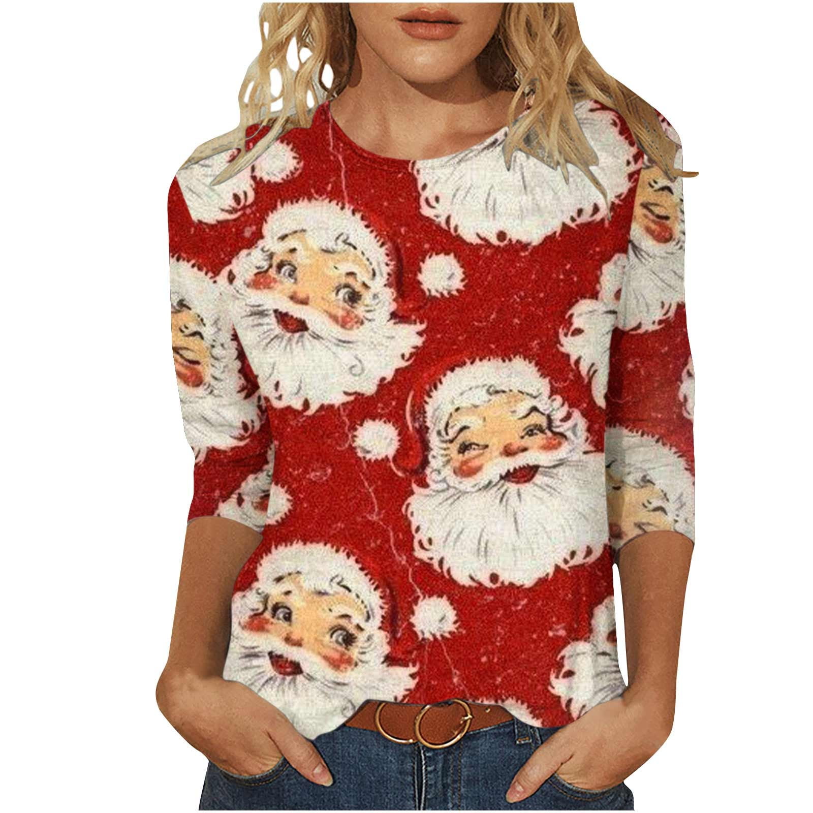 Black_Friday Cyber_Monday Deals Dianli Merry Christmas Tops 3/4 Sleeve ...