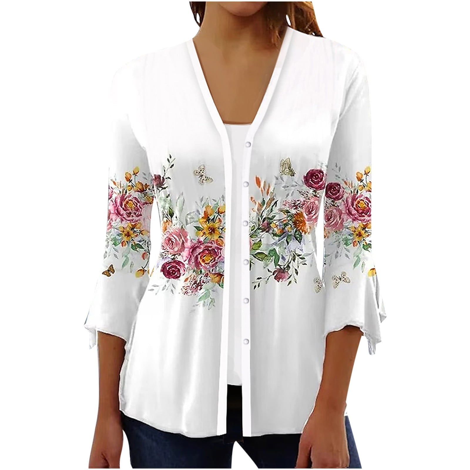 Dyegold Summer Cardigan For Women Lightweight Plus Size 3/4 Batwing ...
