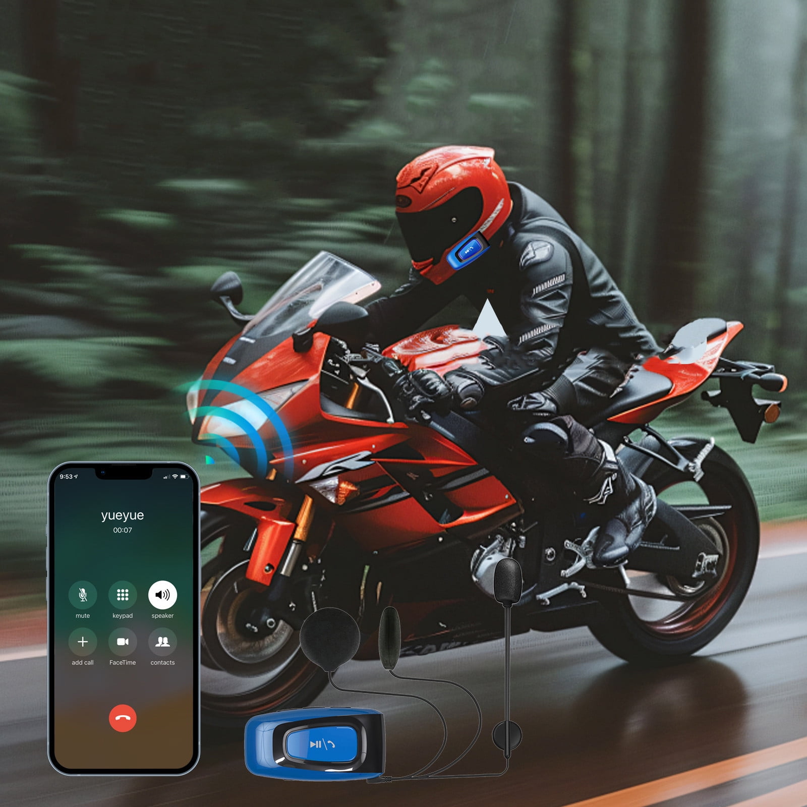 Nrmrqz New Motorcycle Helmet Bluetooth Earphones Noise Reduction Rider ...