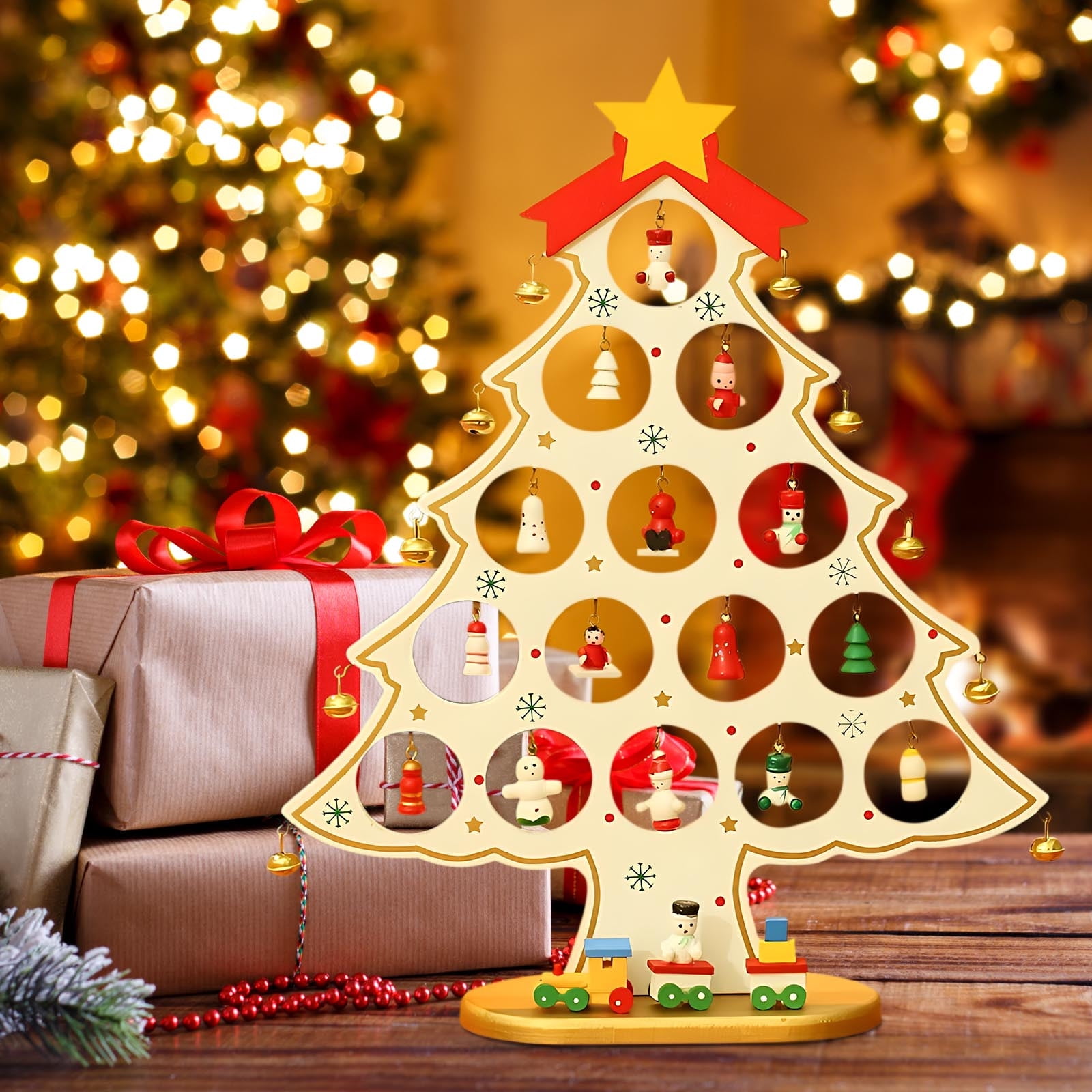 Oefntac Christmas Monolithic Wooden Christmas Tree Desktop DIY ...