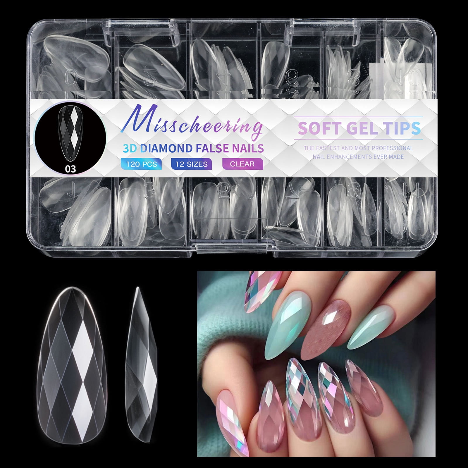 Rkxzt 140/120-Piece Diamond Shaped Nail Art, Irregular Nail Designs ...