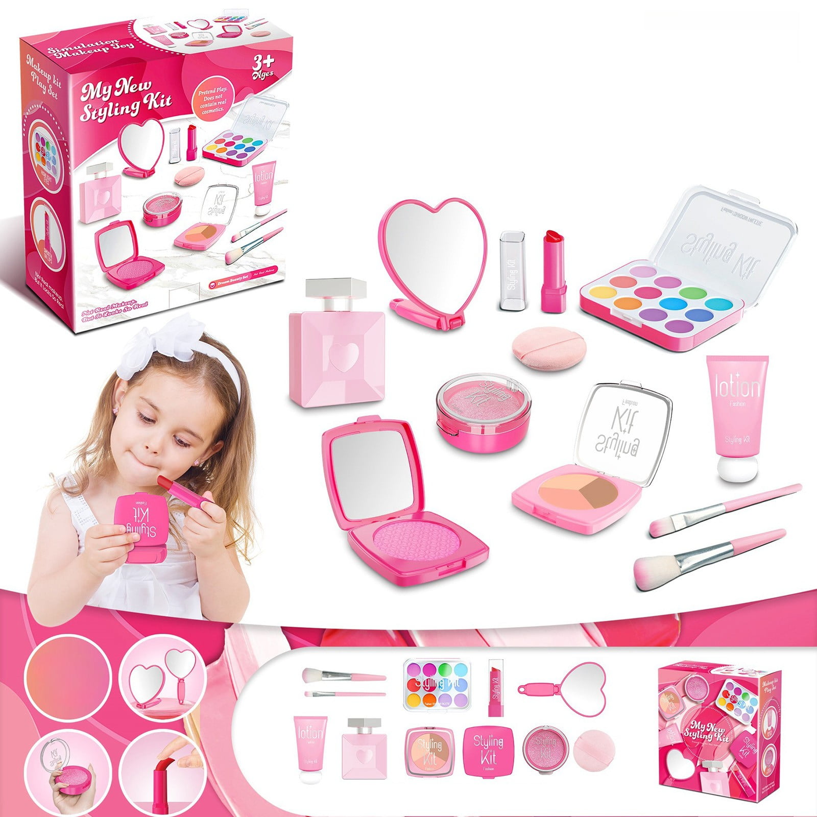 Rkxzt ChildrenHousehold Simulation Makeup Set, Lipstick and Eye Shadow ...