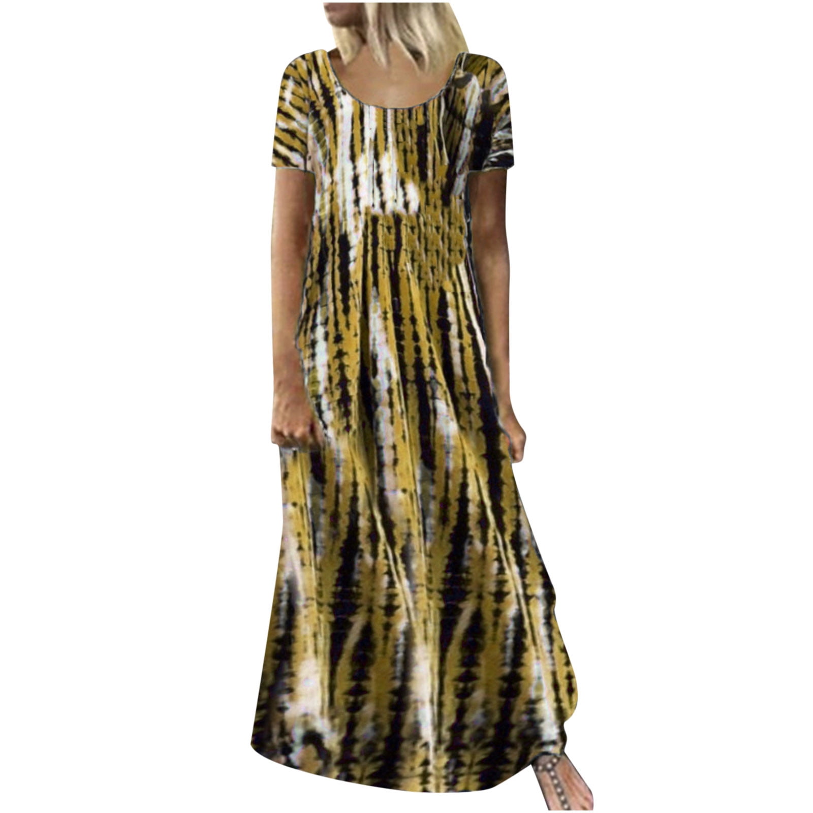 USSUMA Beach Dresses for Women Casual Summer Flowy Swing Long Maxi Sun ...