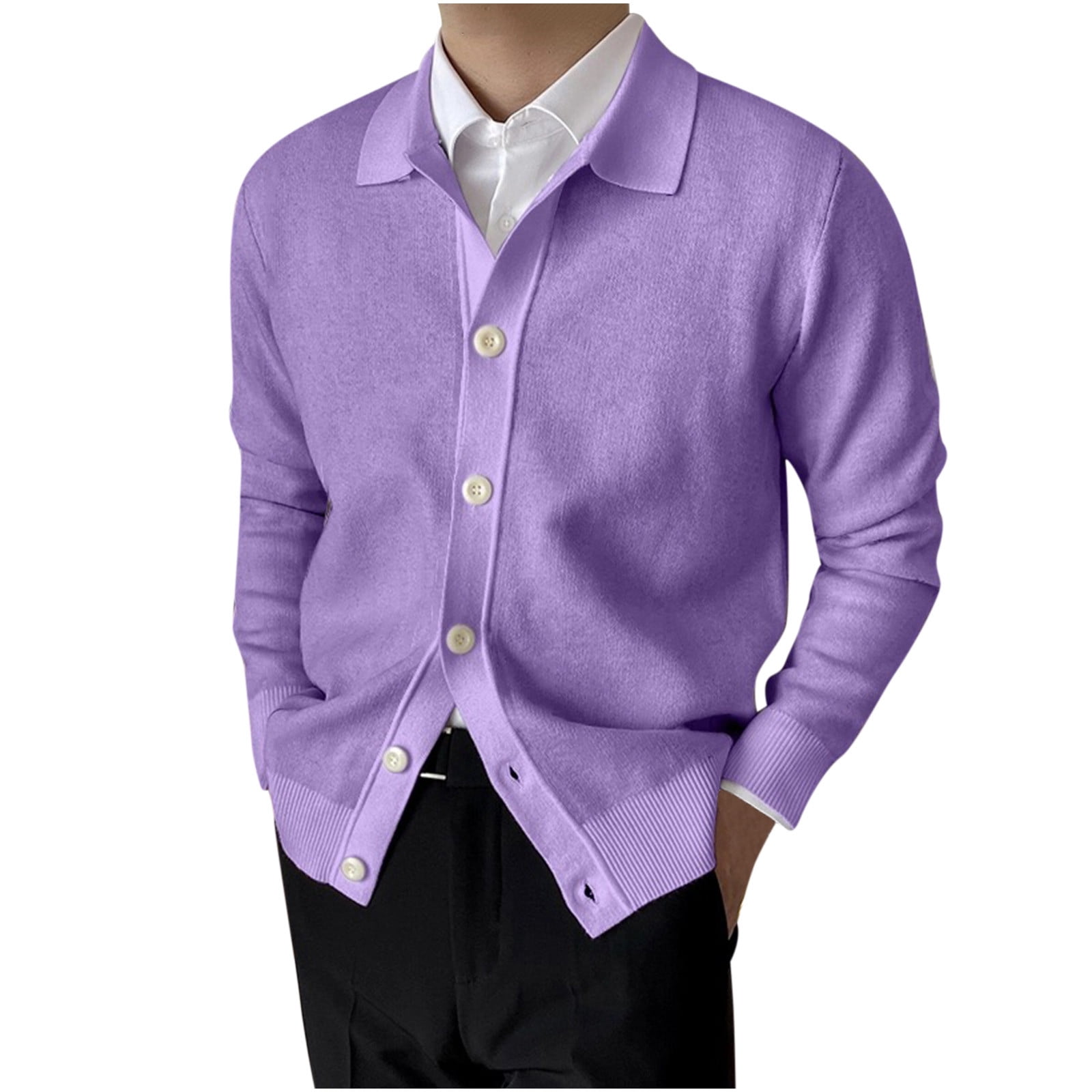 USSUMA Sweater For Men, Men's Cardigan Long Sleeve Open Front Jackets ...