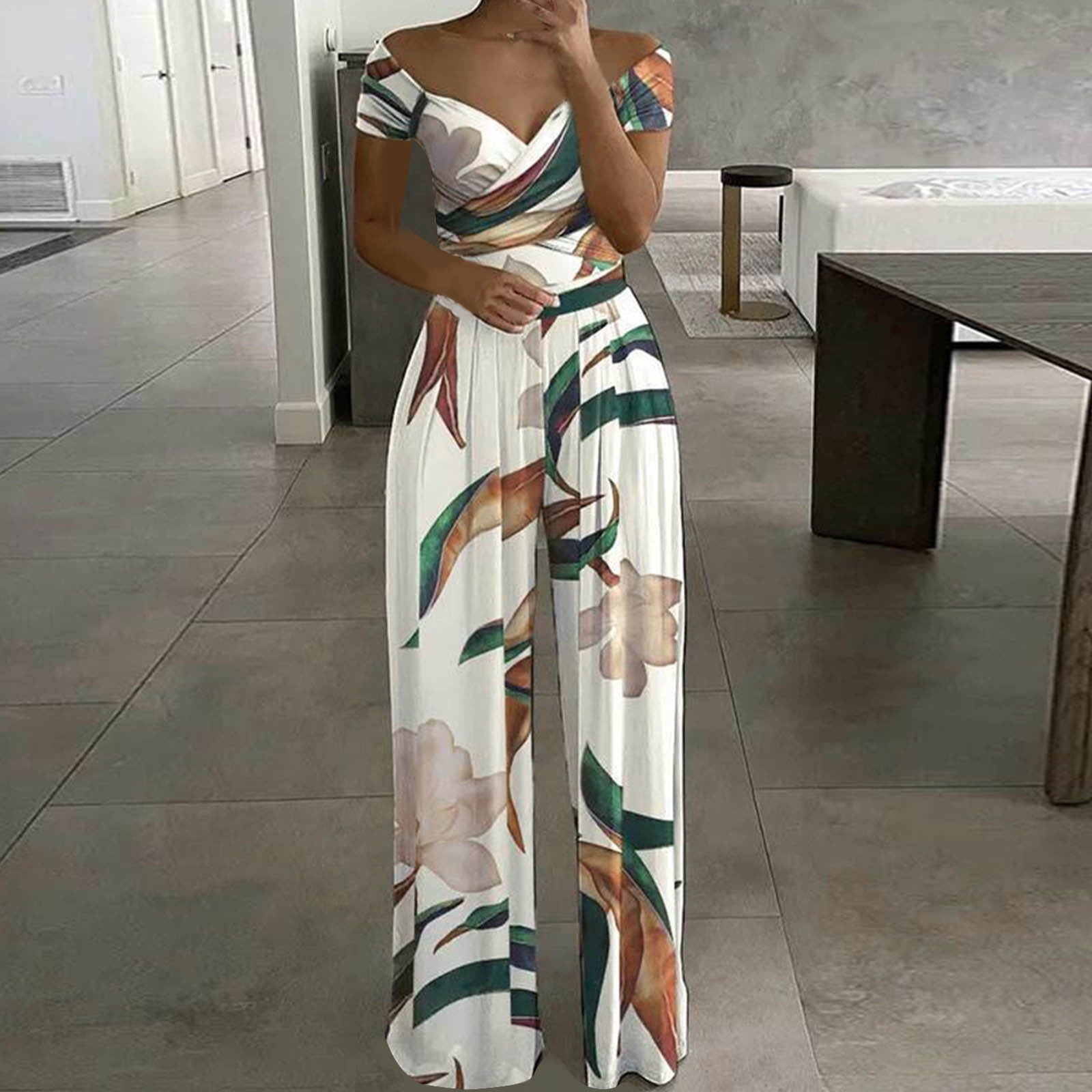 Usmixi Jumpsuits for Women Dressy Business Casual Empire Waist Pleated ...