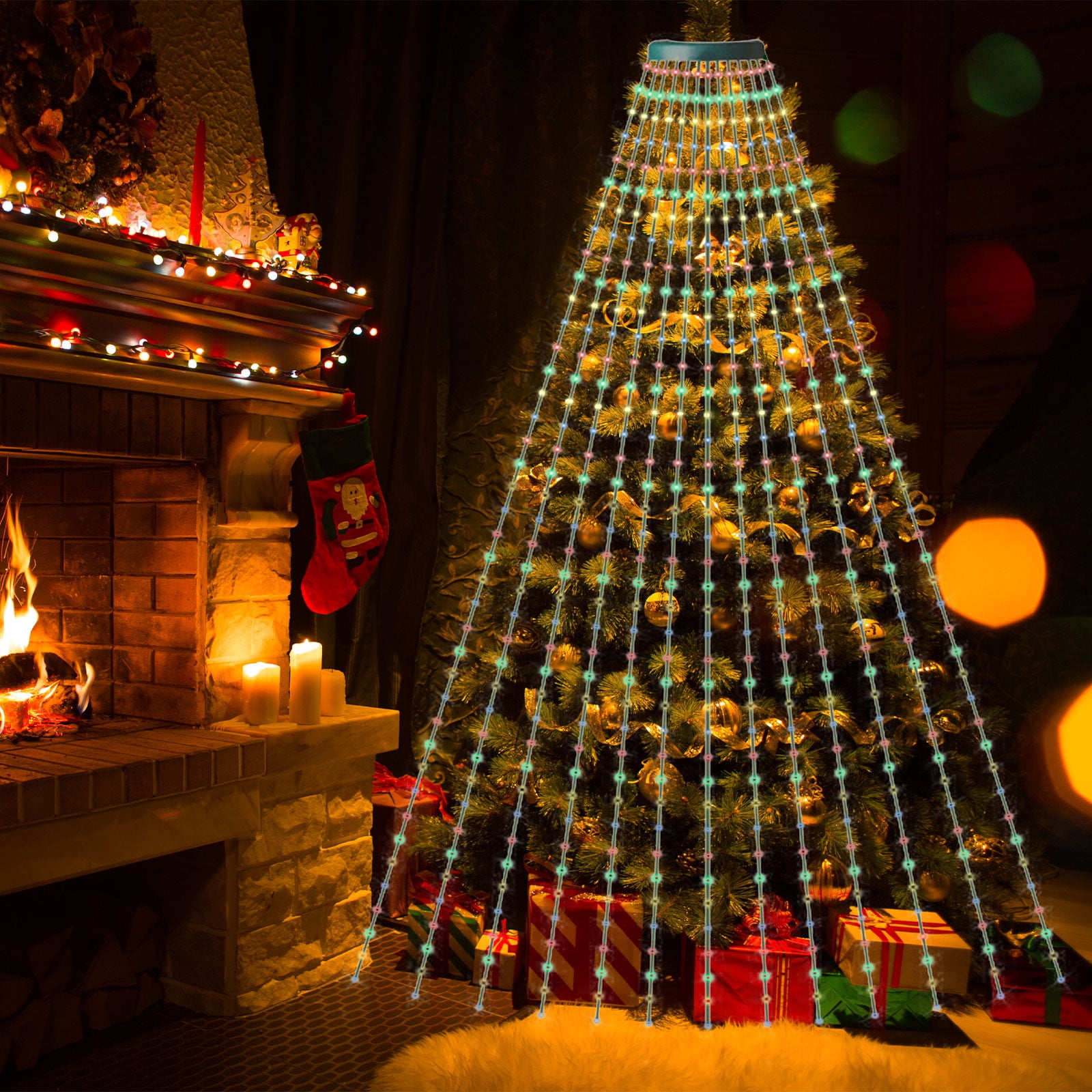 Cyber and Monday Deals kkbbma Christmas Tree LED Waterfall String ...