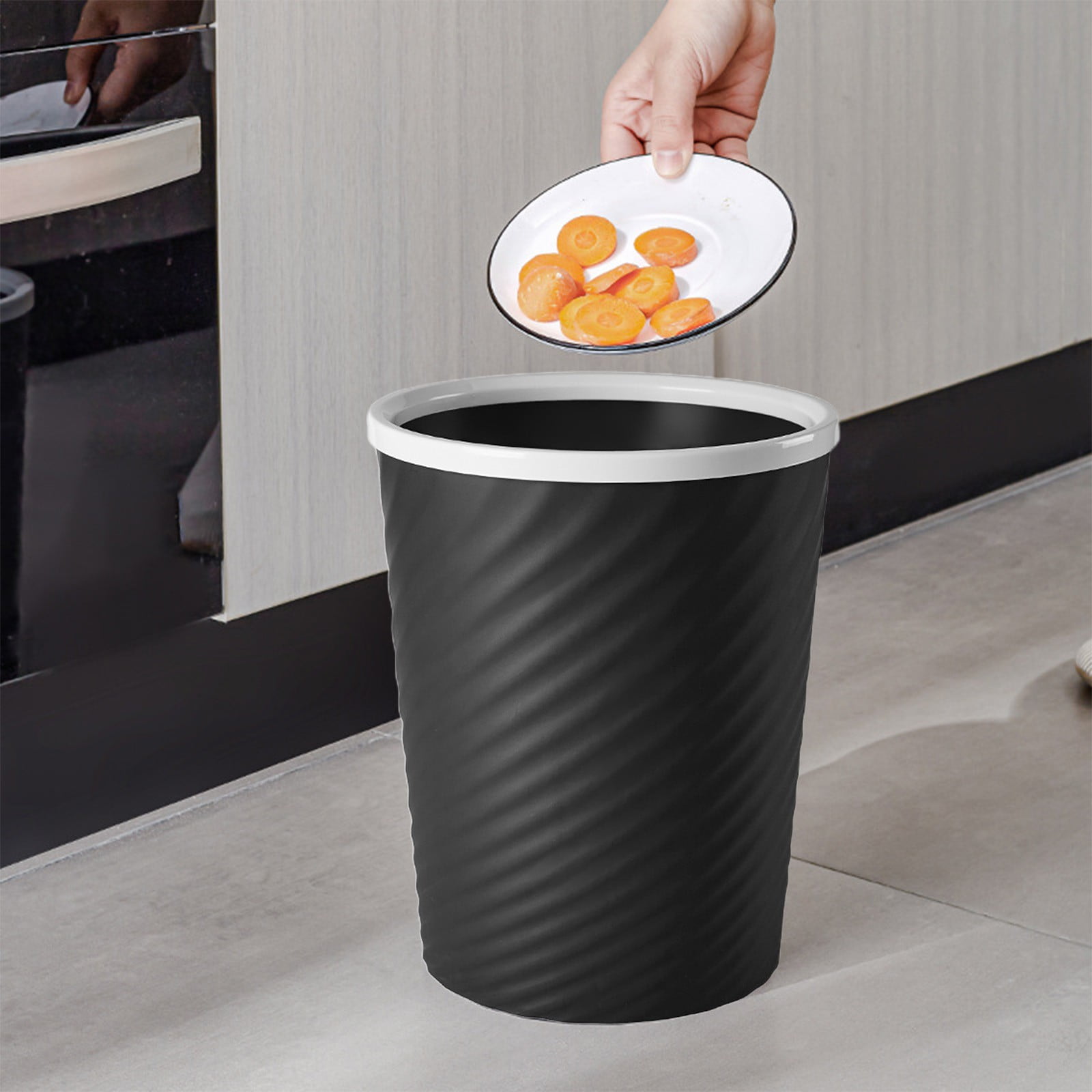 Cyber and Monday Deals kkbbma Trash Can Wastebasket Striped Waste Bin ...