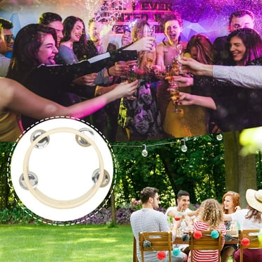 Tambourine Double Row Metal Jingles Bell Hand Held Percussion Half Moon ...