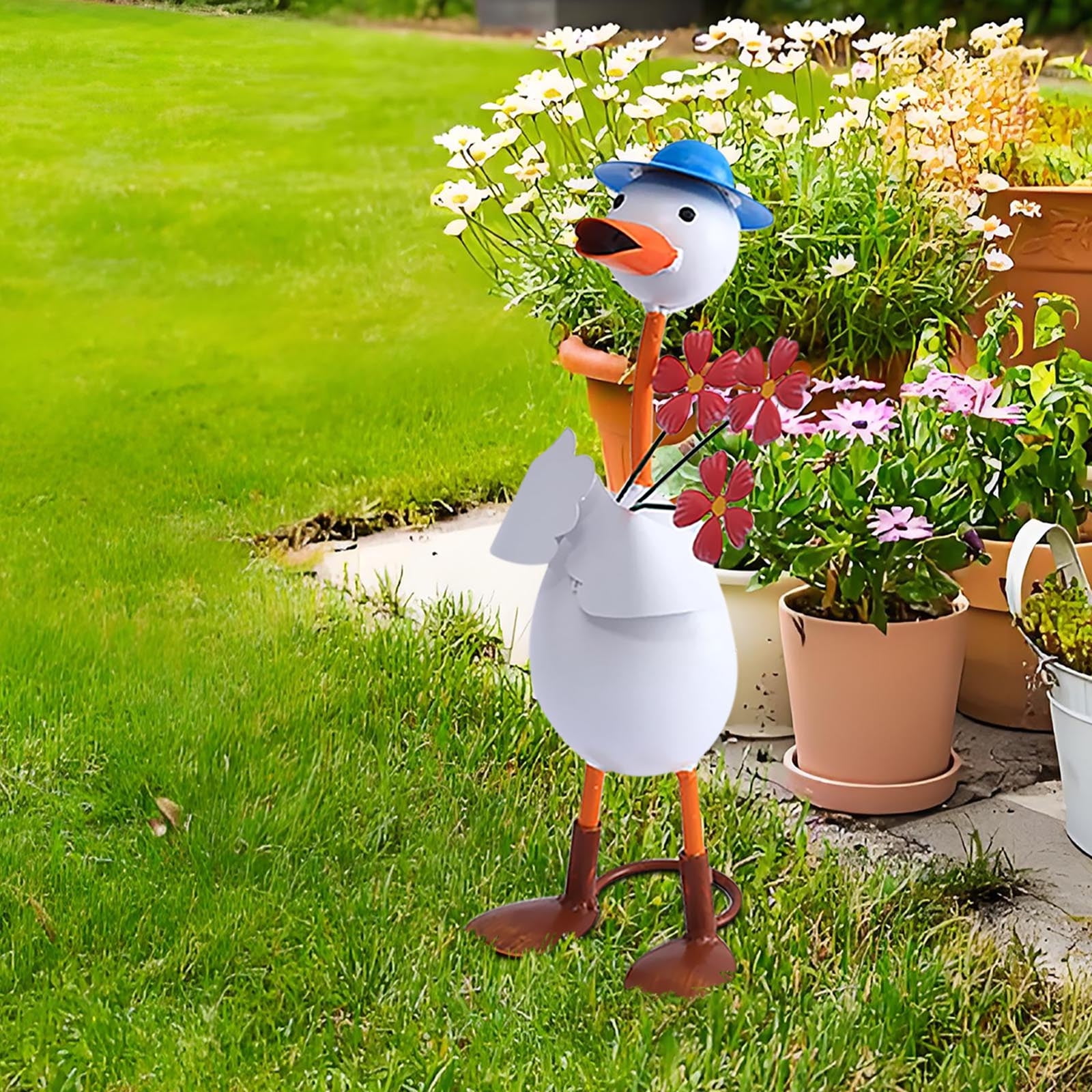 Iumwxz Cute Ducks Metal Patio Art Garden Statues Cute Ducks Metal ...