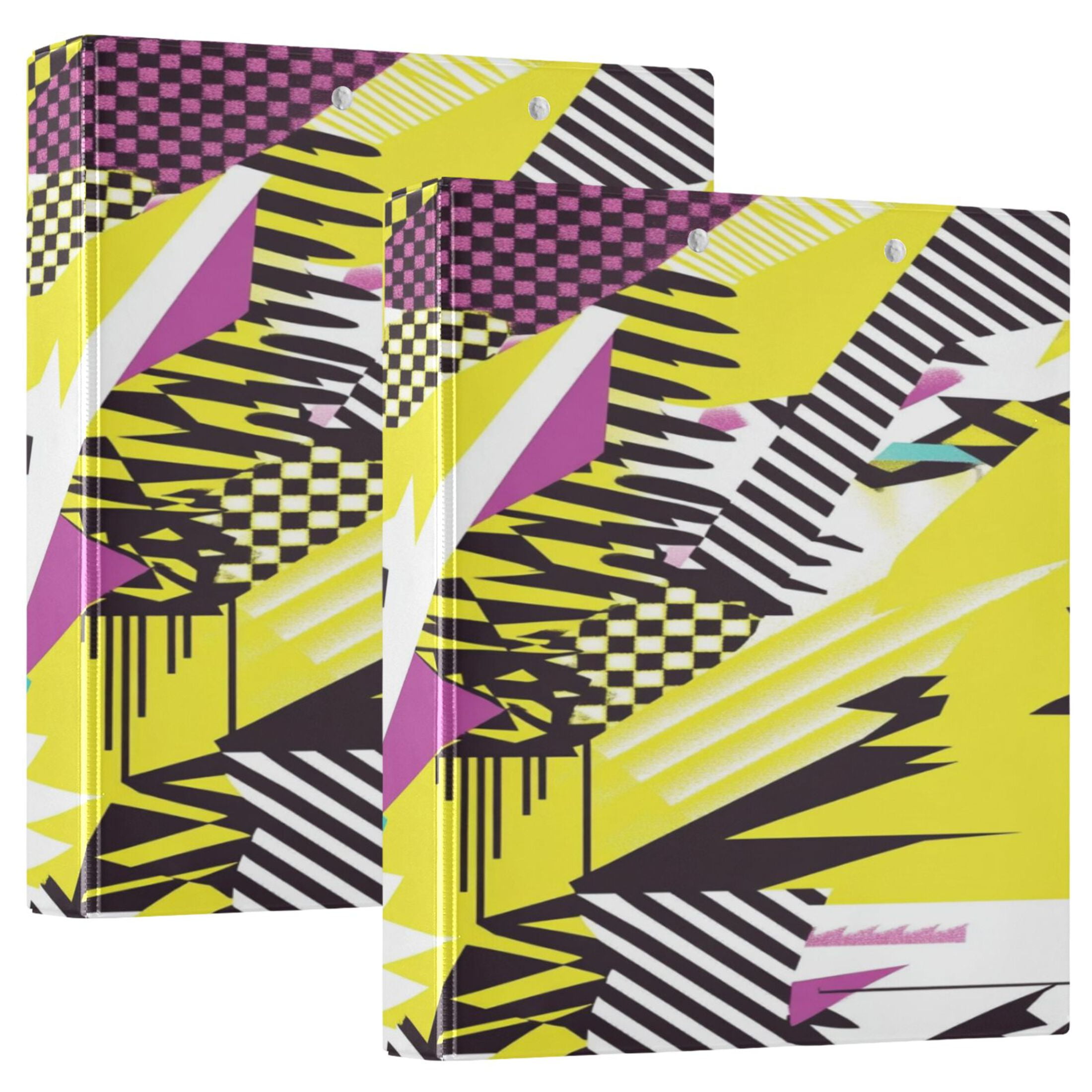 Cyber Pattern 12.4x10.6in PVC Round Ring Binders, 2-Pack, D-Ring 3-Hole ...