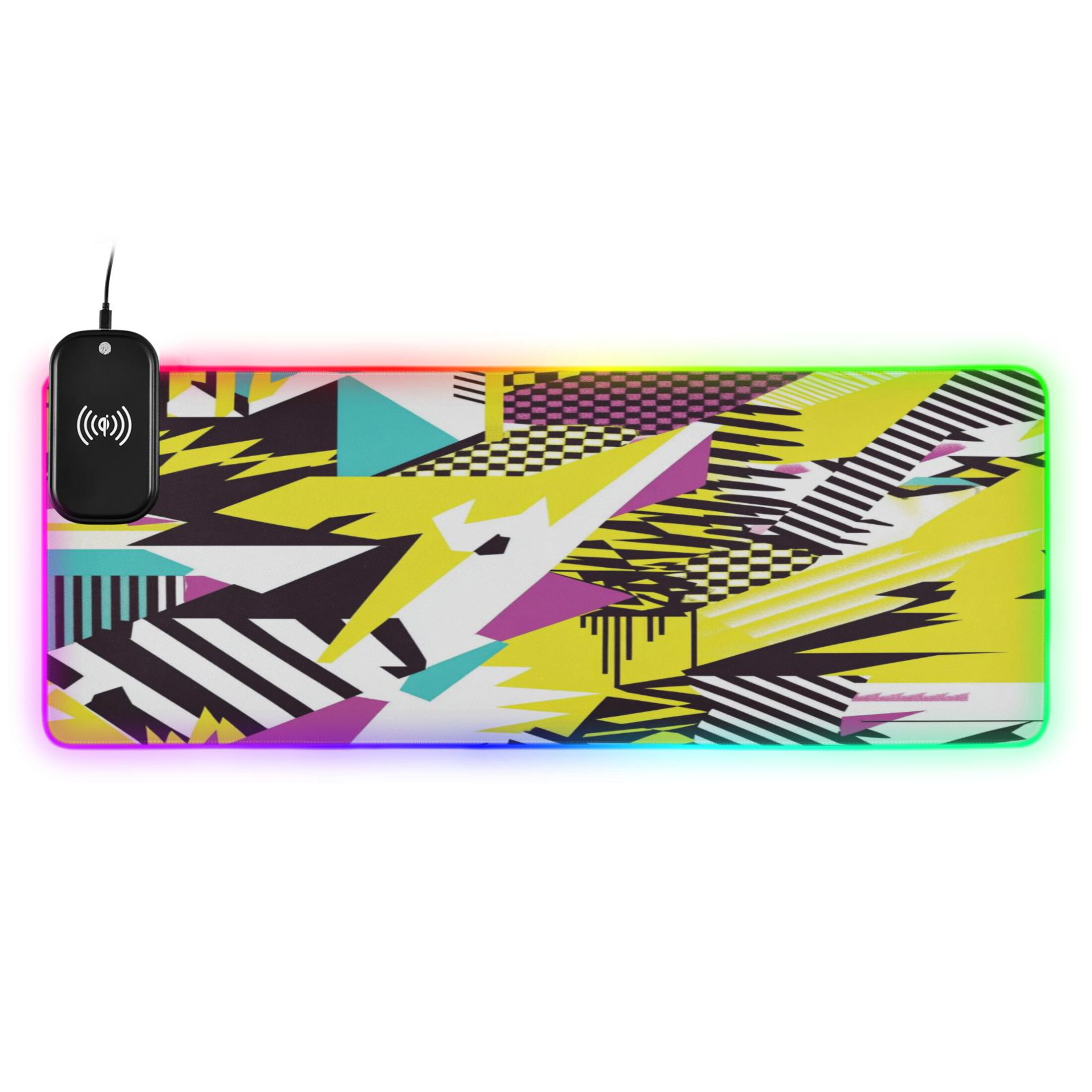 Cyber Pattern Large RGB Gaming Mouse Pad with Fast Wireless Charging ...
