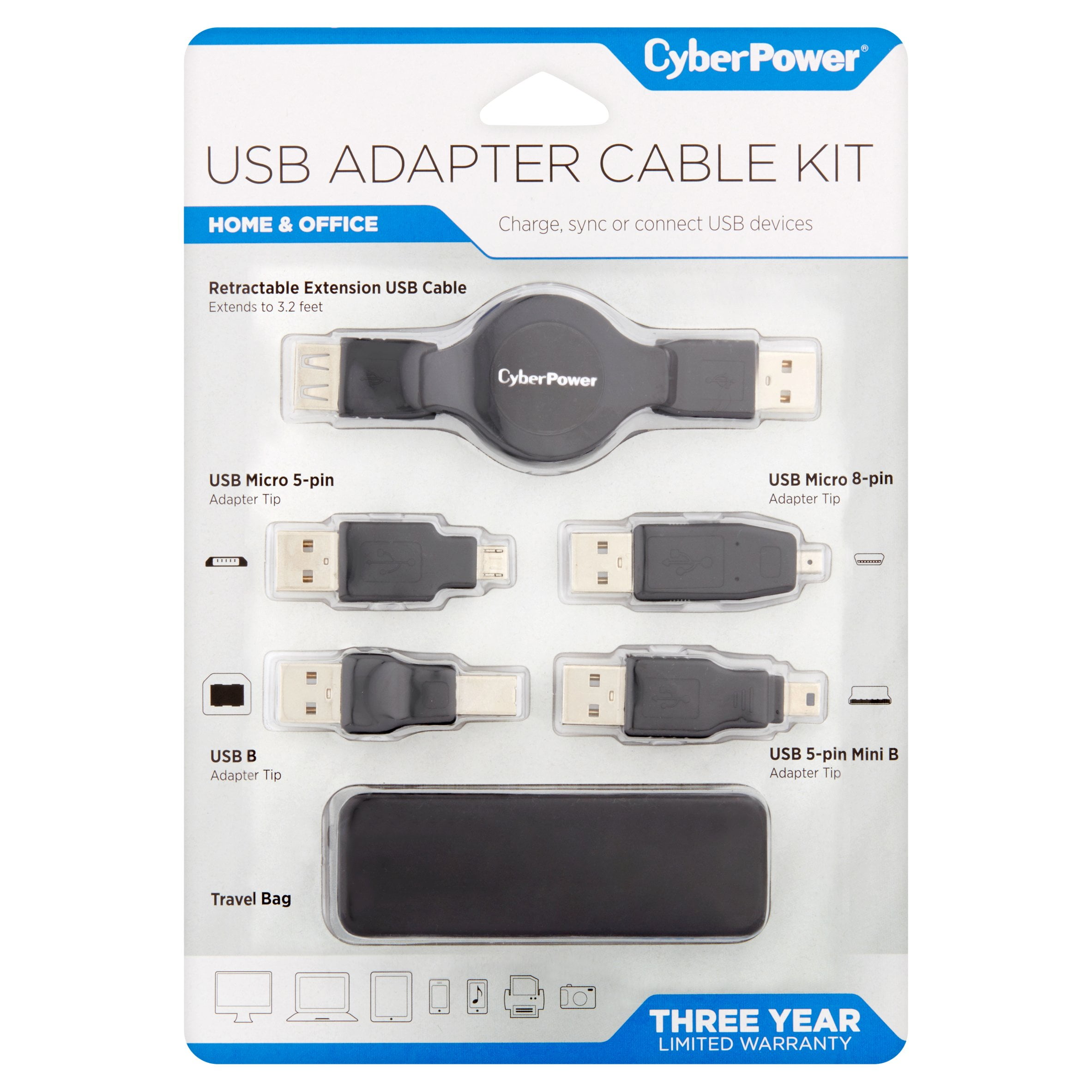 Cyber Power Home & Office USB Adapter Cable Kit - Walmart.com