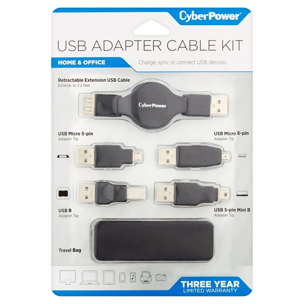 Cyber Power Home & Office USB Adapter Cable Kit - Walmart.com