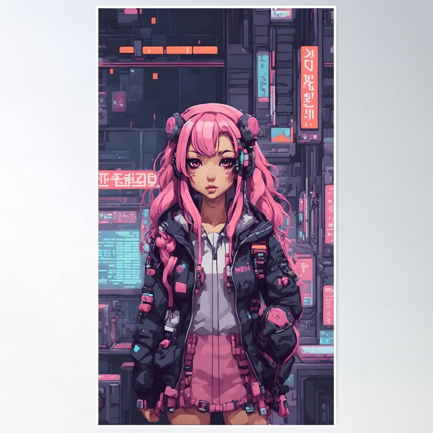 Cyber Preppy Kawaii Anime Girl Poster Wall Art, Modern Wall Decor ...