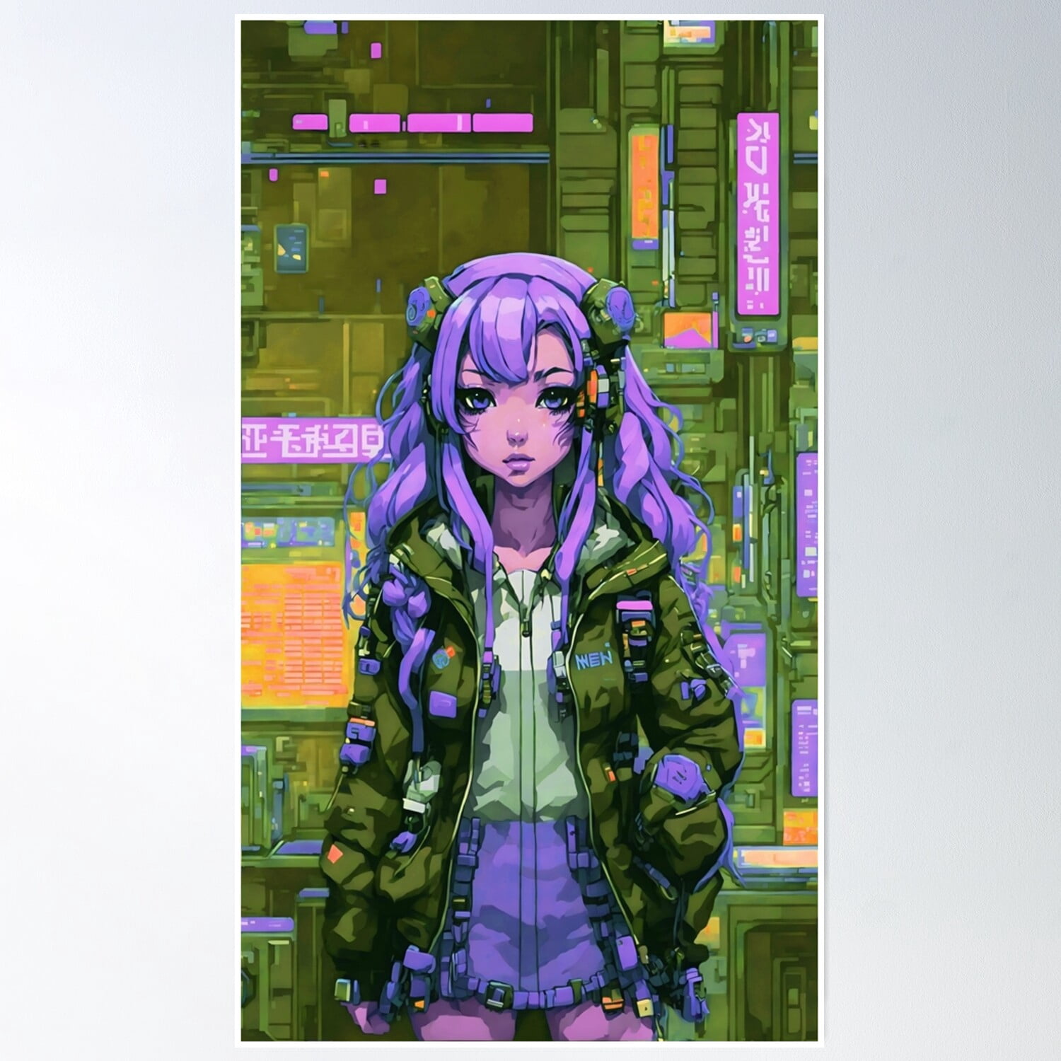 Cyber Preppy Kawaii Anime Girl Poster Wall Art, Modern Wall Decor ...