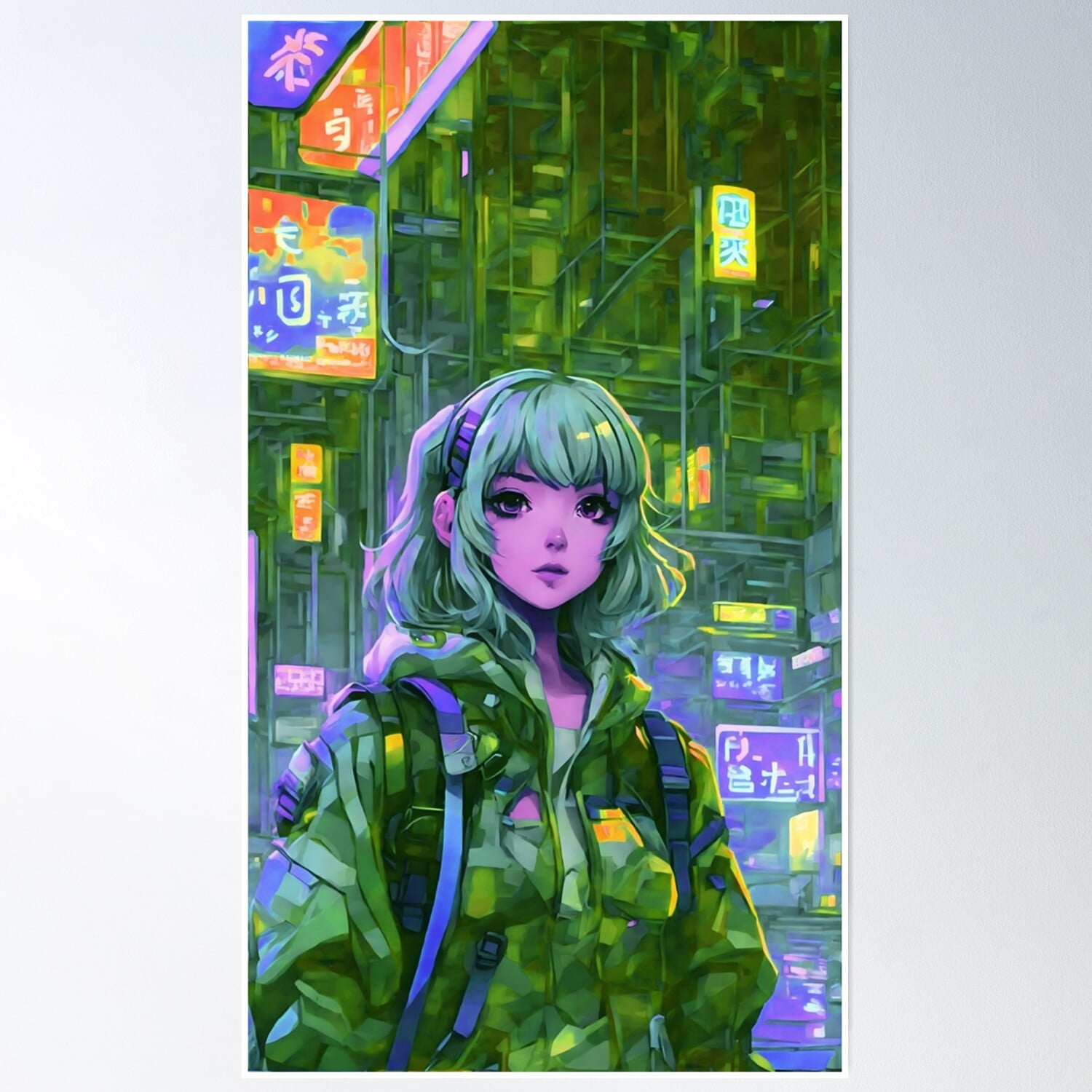 Cyber Preppy Kawaii Anime Girl Poster Wall Art, Modern Wall Decor ...