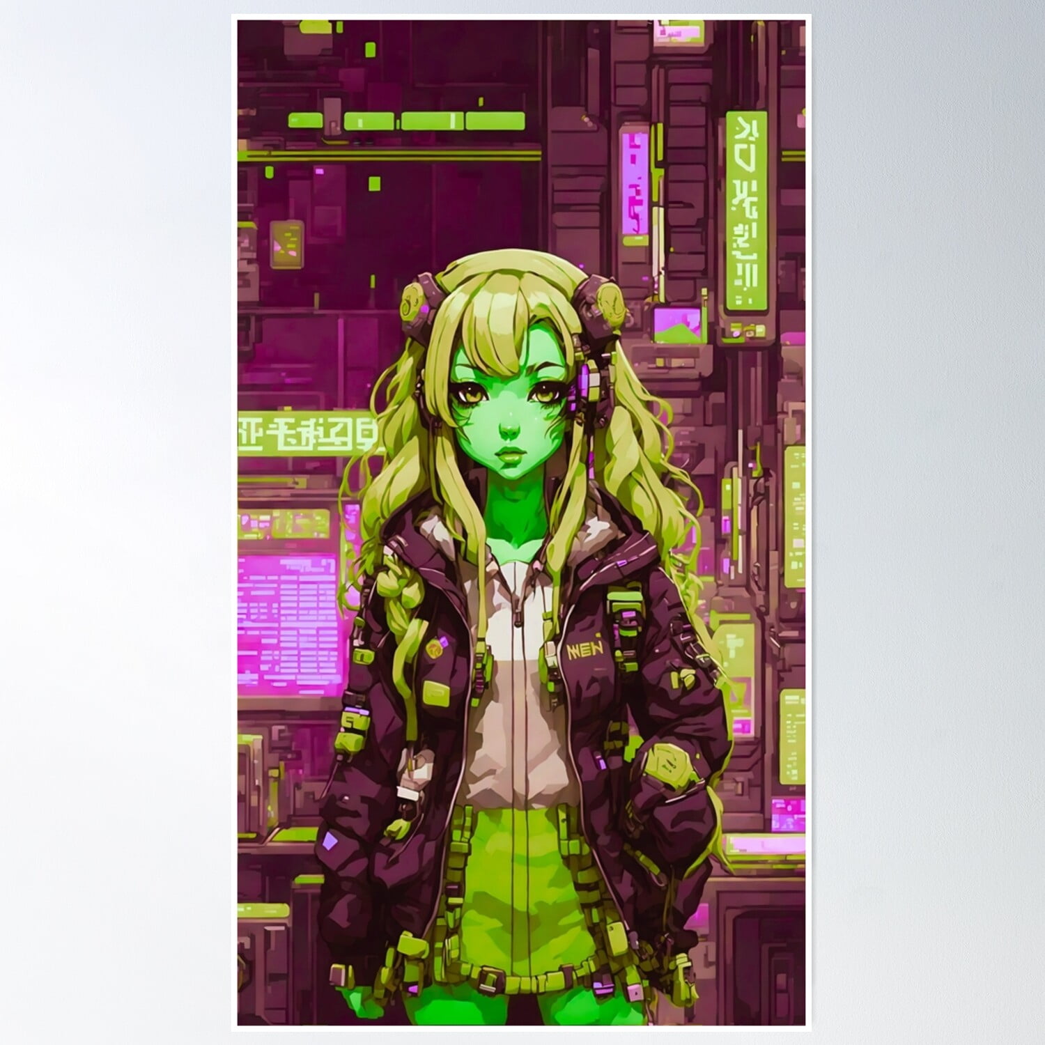 Cyber Preppy Kawaii Anime Girl Poster Wall Art, Modern Wall Decor ...