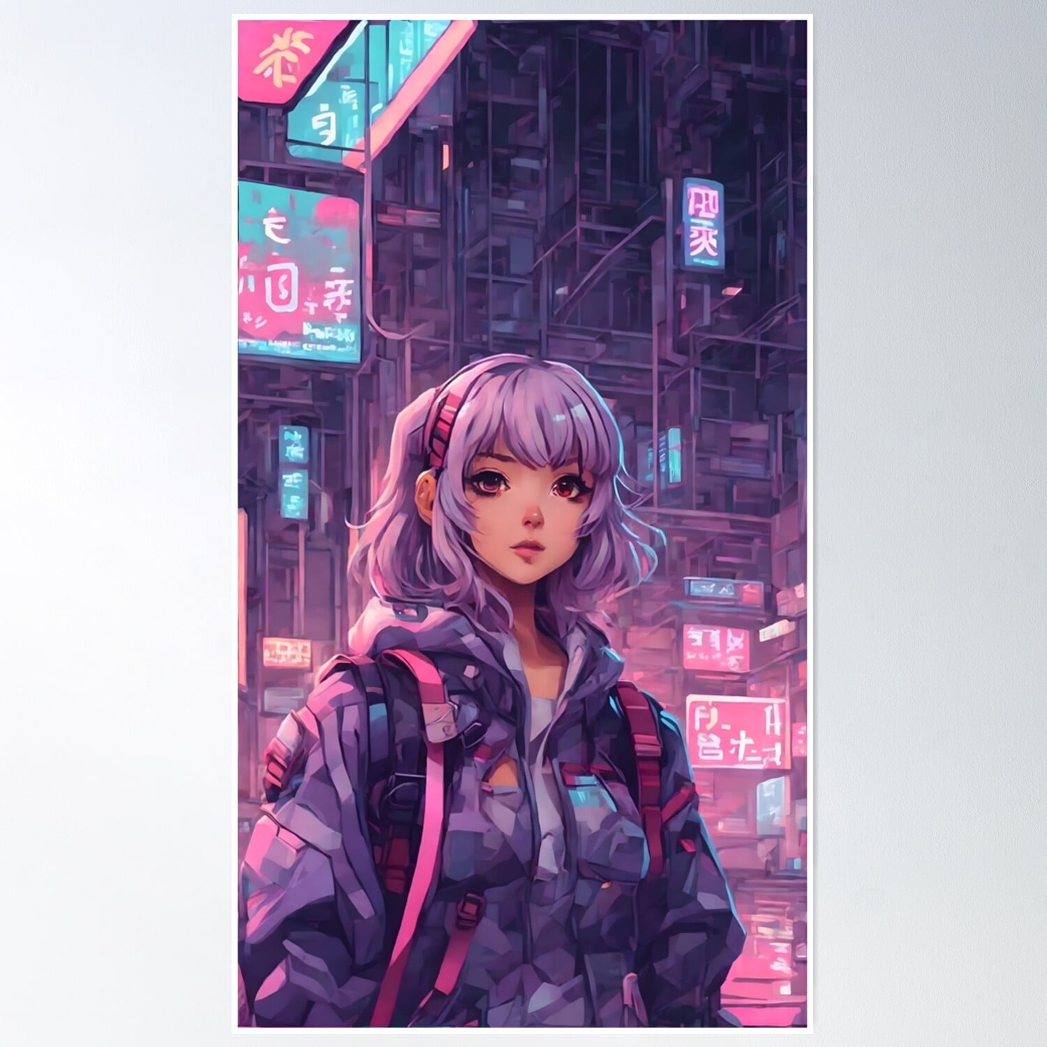 Cyber Preppy Kawaii Anime Girl Poster Wall Art, Modern Wall Decor ...