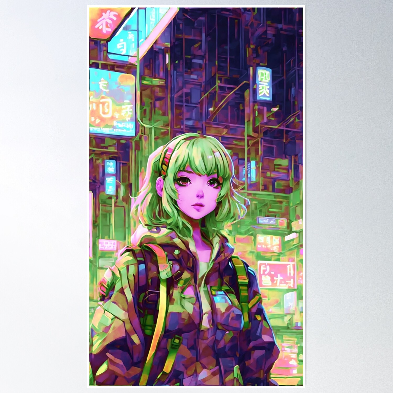 Cyber Preppy Kawaii Anime Girl Poster Wall Art, Modern Wall Decor, 8x12 ...