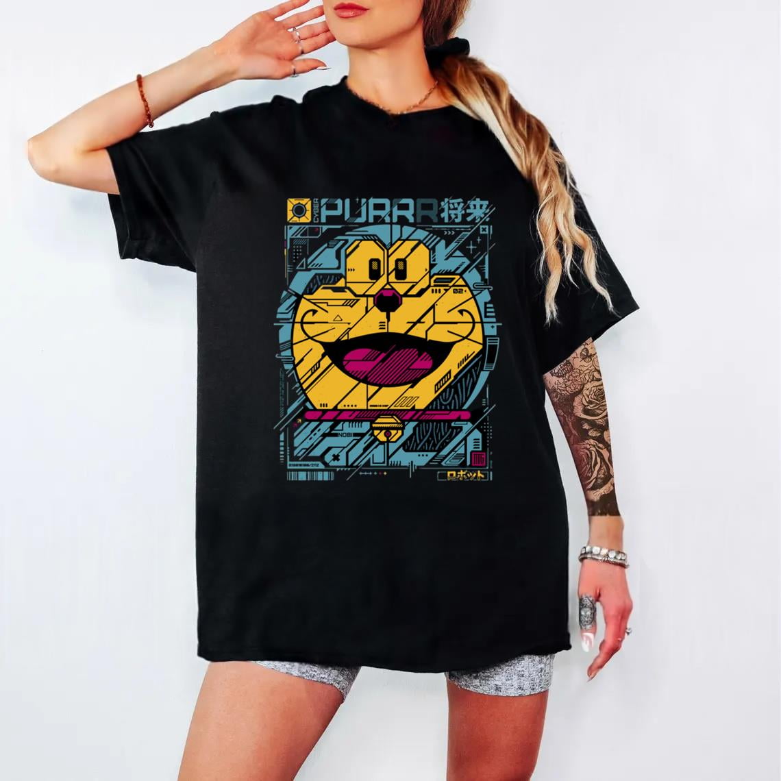 Cyber Purrr T-Shirt Futuristic Cat with Neon Digital Style, for men ...