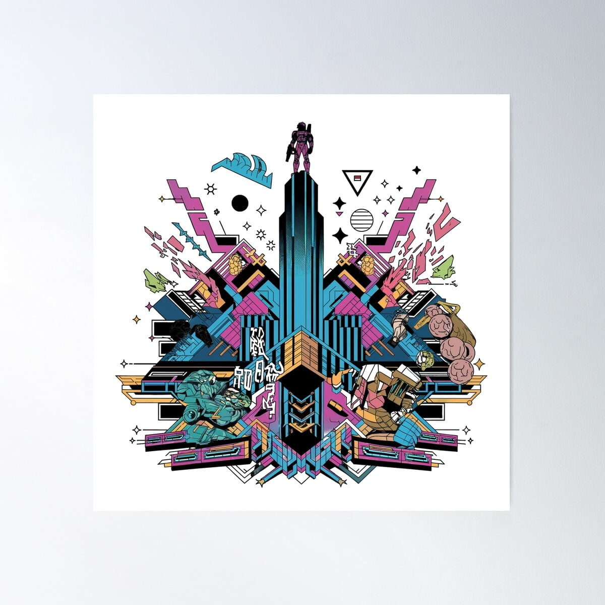 Cyber Tattoo: Japanese Graffiti Design With Skyscrapers, Spartan ...