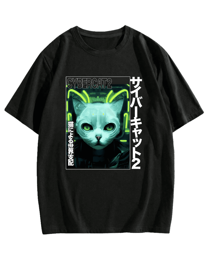 Cyber cat2 Comic Cat Cotton casual T-shirt - Walmart.com