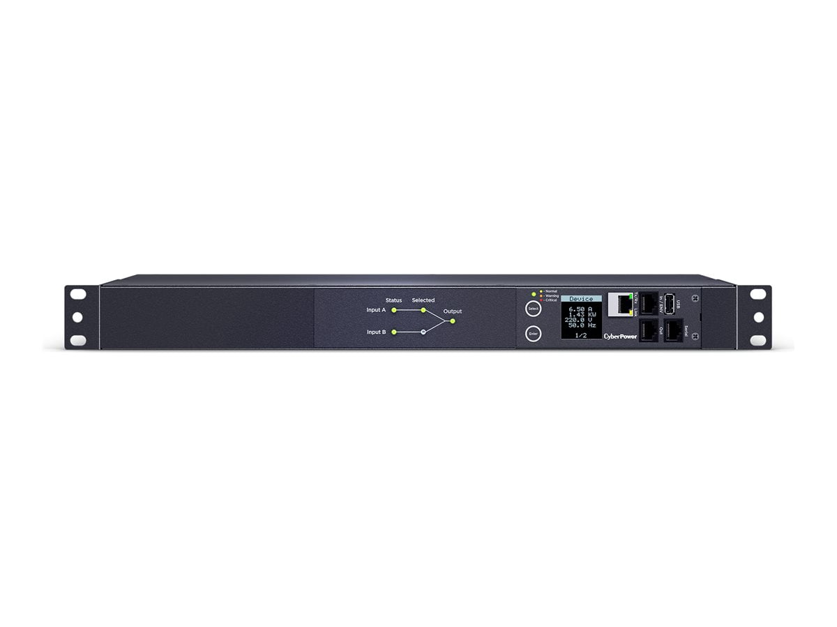 CyberPower 1U 10-Outlet Switched ATS Power Distribution Unit PDU44006 ...