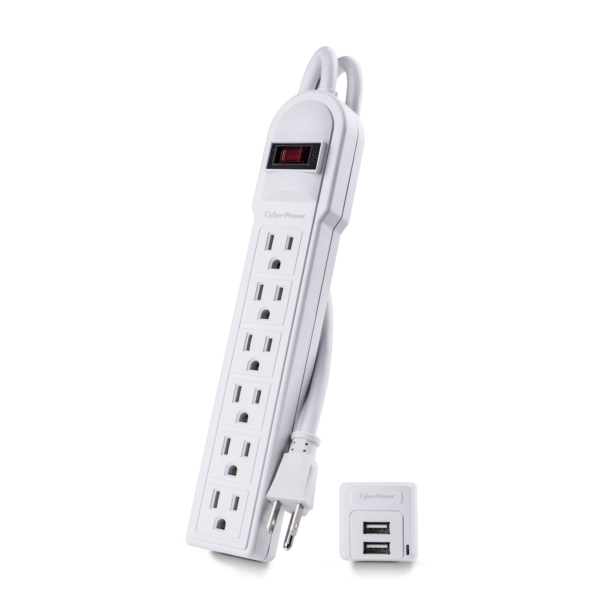 CyberPower MP1041SC - 500 Joule White Surge Protector with 2 USB-A ...