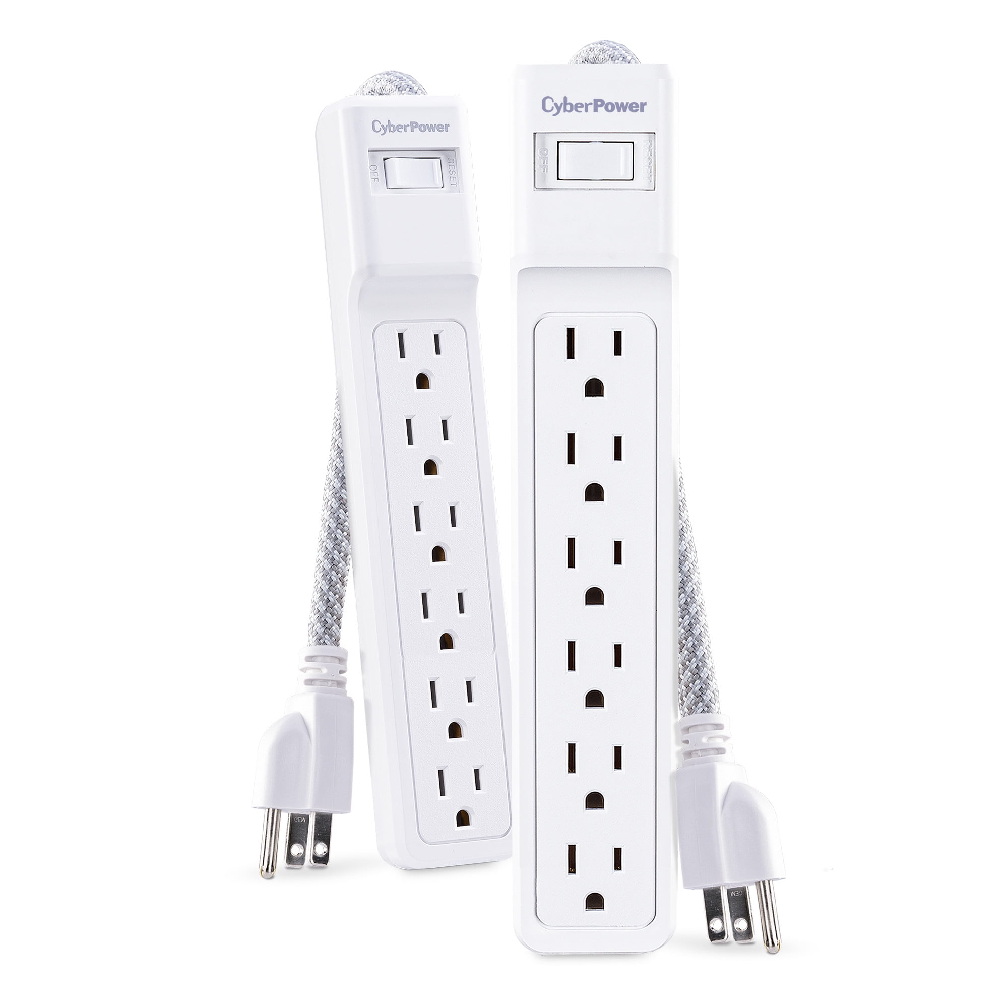 CyberPower MP1087SS - 500 Joule White Surge Protector 2-Pack with 6 ...