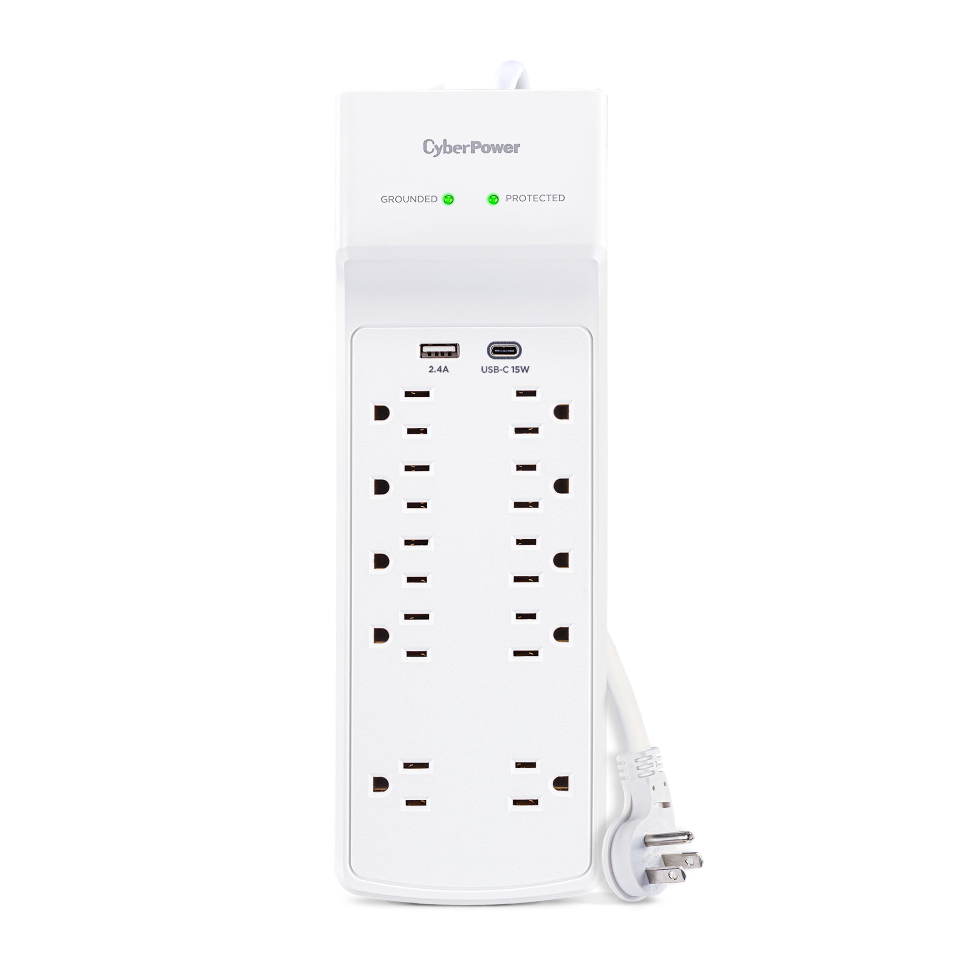 CyberPower P1004UC - 3600 J White Surge Protector Power Strip, 1 USB-A ...