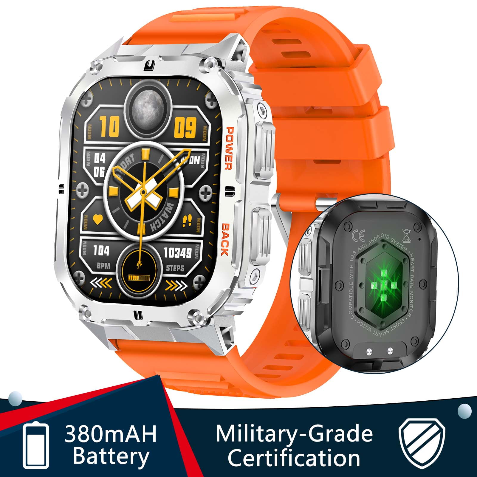 Cyberdyer Smart Watch for iPhone Android Phone 1.96" AMOLED Display ...