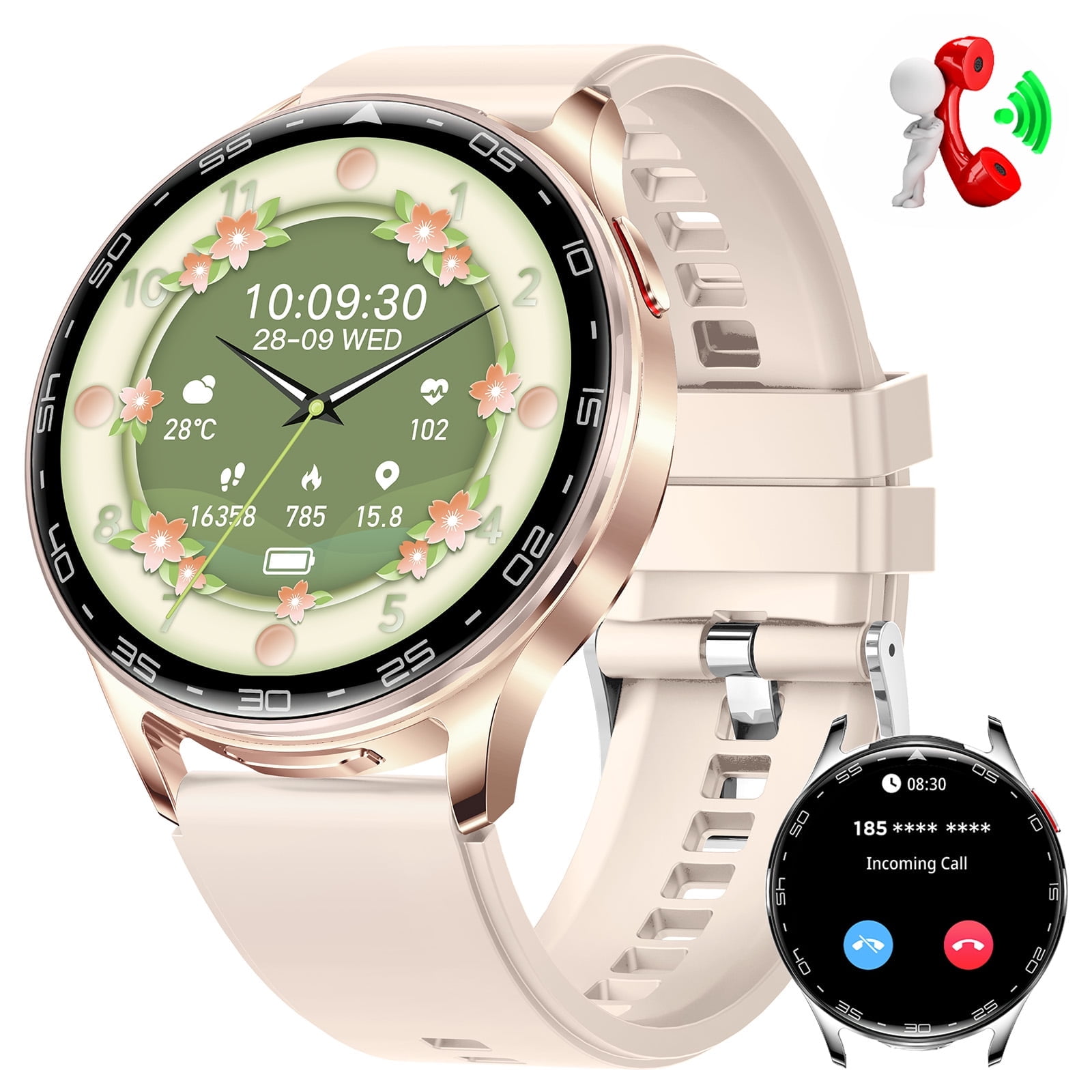 Cyberdyer Smartwatches for Men Women with Earbuds Bluetooth Call, 1.39 ...