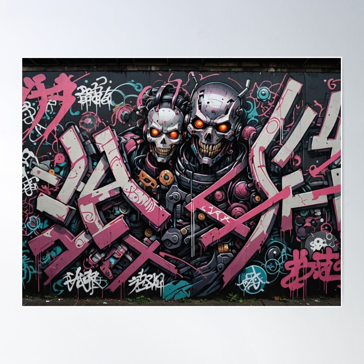 Cybergoth Demons Graffiti, Japanese Street Art, Occult Poster Wall Art ...