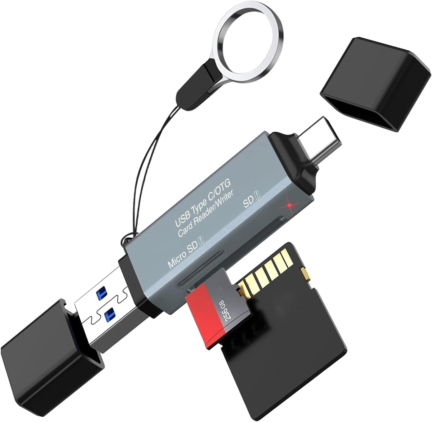 Cyberguys USB 3.0 SD Card Reader, Dual USB-C & USB-A Connector, 5Gbps ...