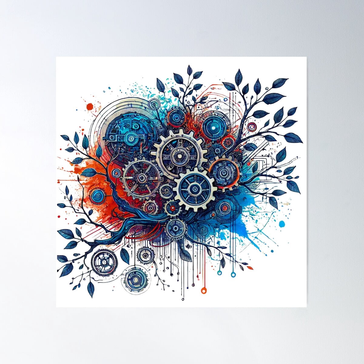 Cybernature – Fine-Line Art Meets Technology & Nature Poster Wall Art ...