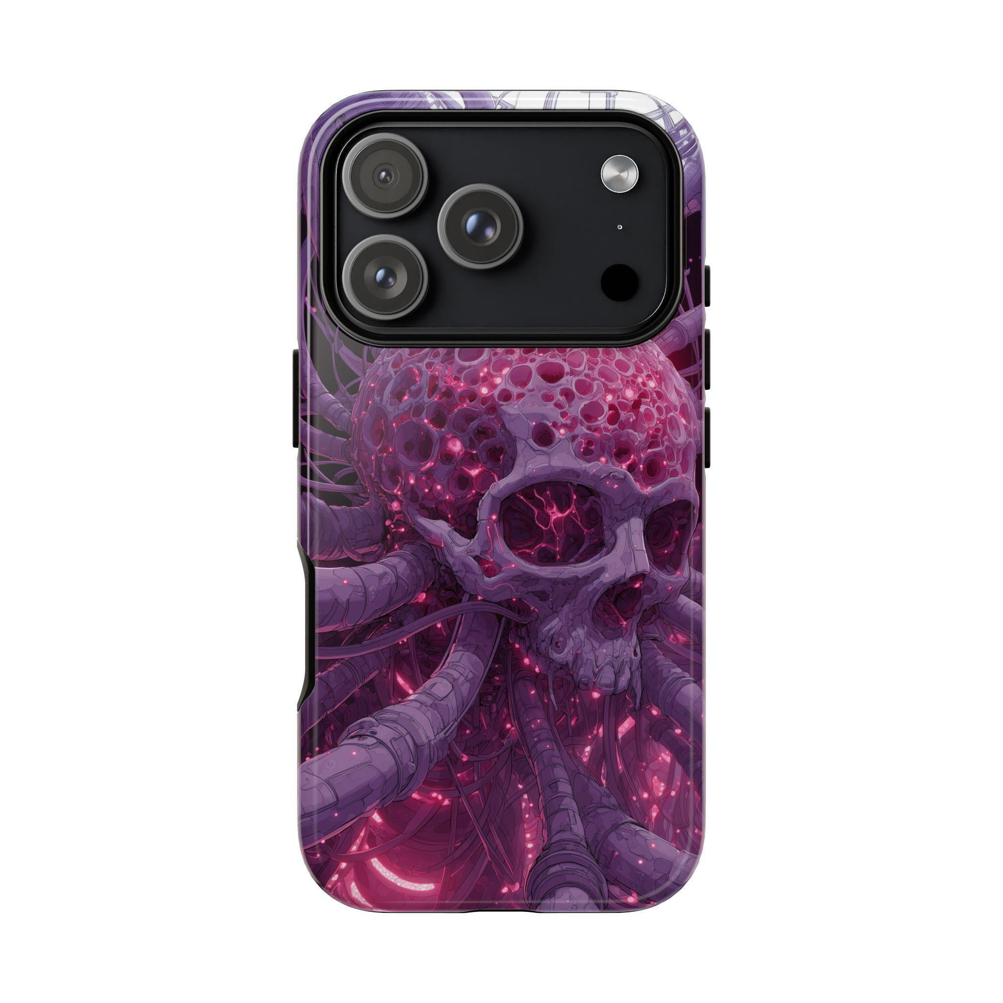 Cybernetic Bone Helm Techno Dark Machine Creature Phone Case with ...