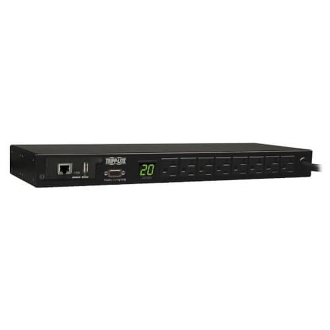 CyberPower PDU31002 100 - 120 VAC 20A Monitored PDU - 8 Outlets, 12 ft, NEMA L5-20P (5-20P ...