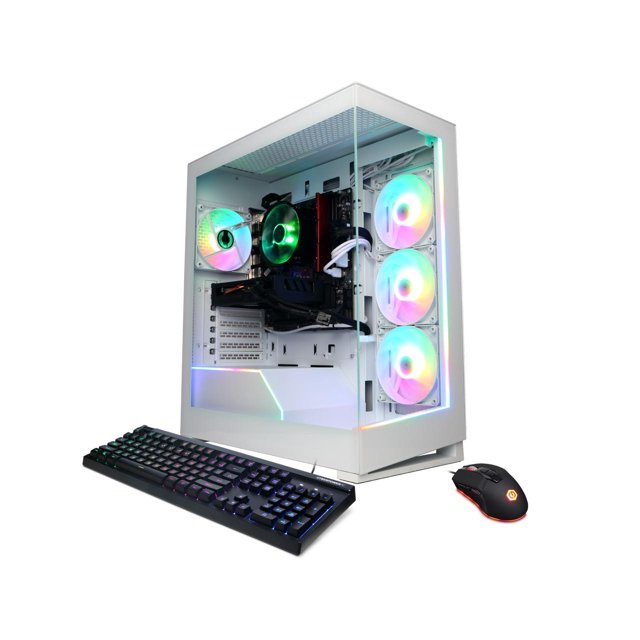 CyberpowerPC Gaming Desktop, Ryzen 5 8000 Series, 16GB, 1TB SSD, White ...