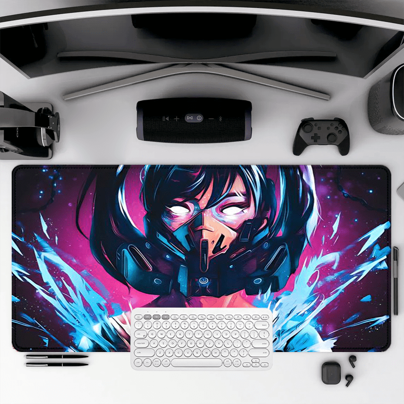 Cyberpunk Anime Girl Mouse Pad 35.4 x 15.8 inches Rubber Desk Mat with ...