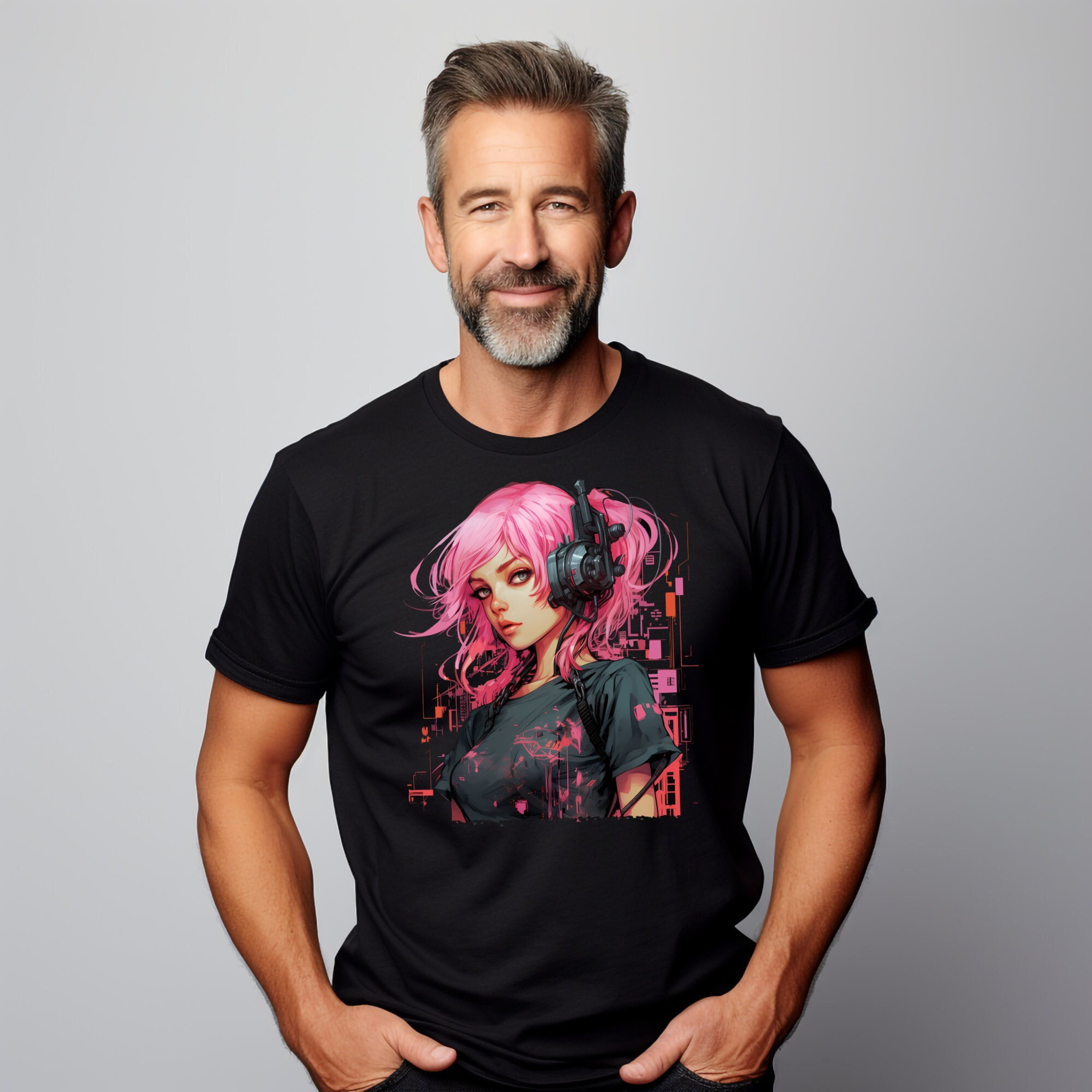 Cyberpunk Anime Girl T-Shirt, Futuristic Techwear Aesthetic, Kawaii ...