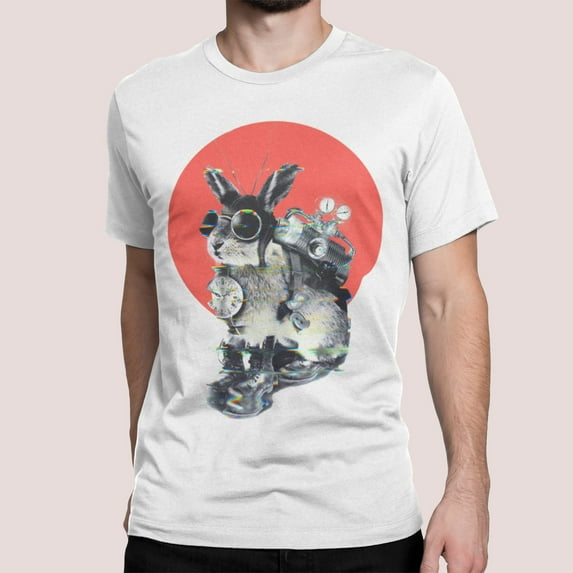 Cyberpunk Bunny Art Tee, Futuristic Vaporwave Rabbit Illustration ...