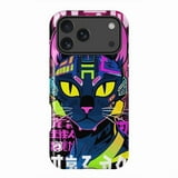 Cyberpunk Cat Neon Futuristic Glow Animal Art Case for iPhone 17 16 15 ...