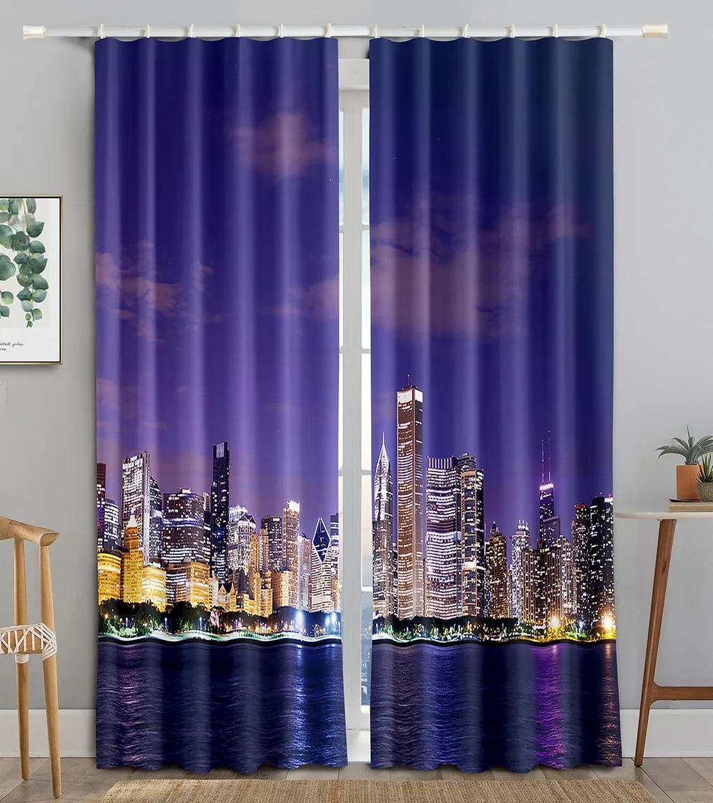 Cyberpunk City Sky Blackout Window Curtains for Kids Bedroom Living ...